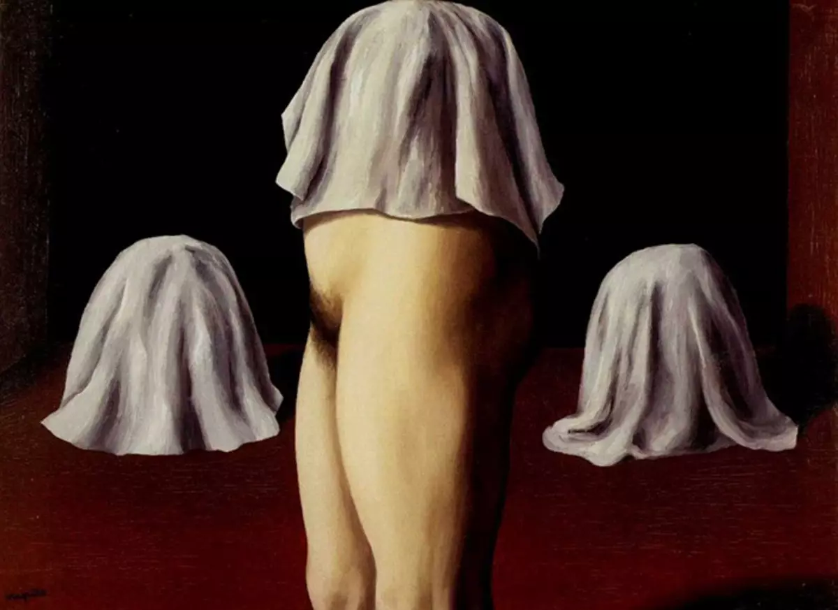 Simmetriese fokus. Rene Magritte. 1928 jaar