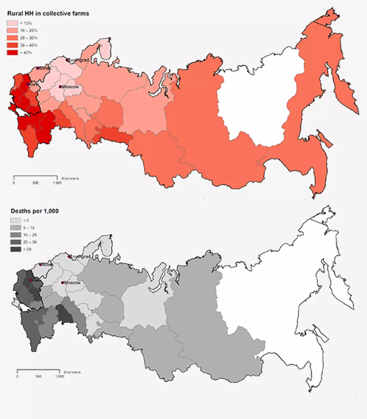 Von oben: Kollektivierung, von Regionen, Mai ...