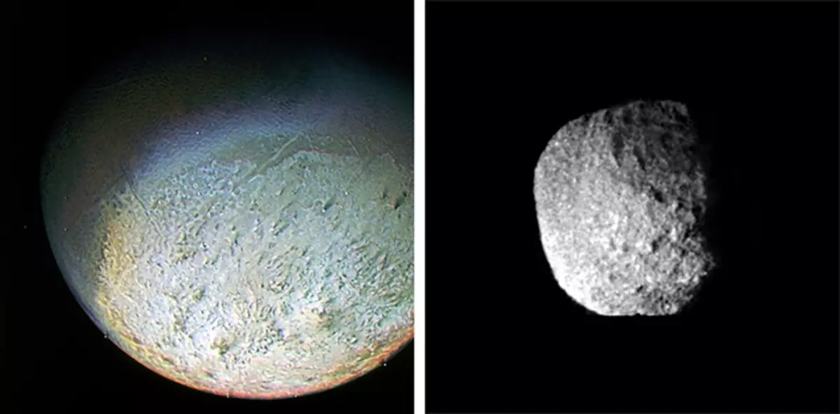 Ngiwa: Triton. Kanan: Nyopir. Sumber: NASA / ...