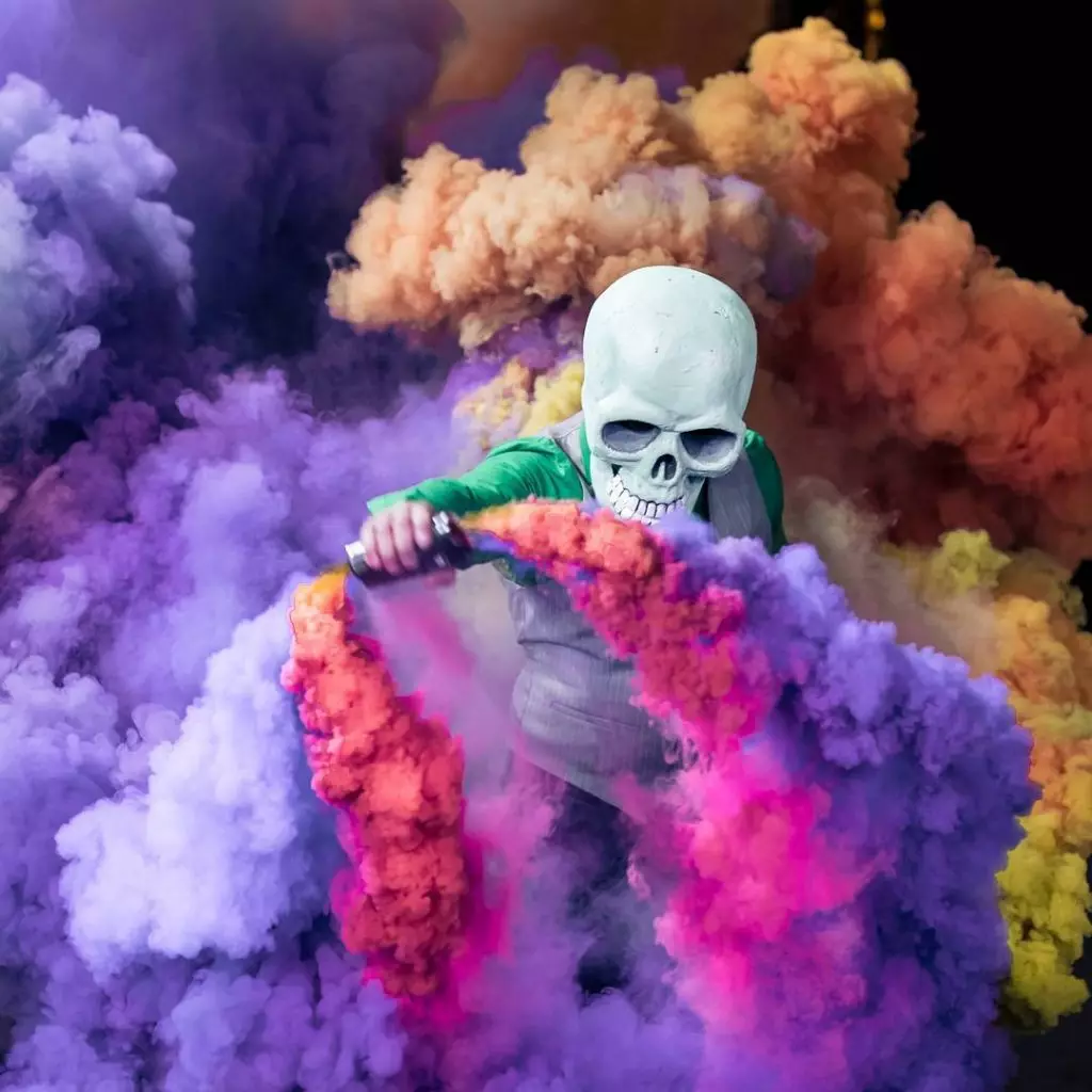 面具显示：头骨和烟雾跳棋在色彩表现骨架 4266_7
