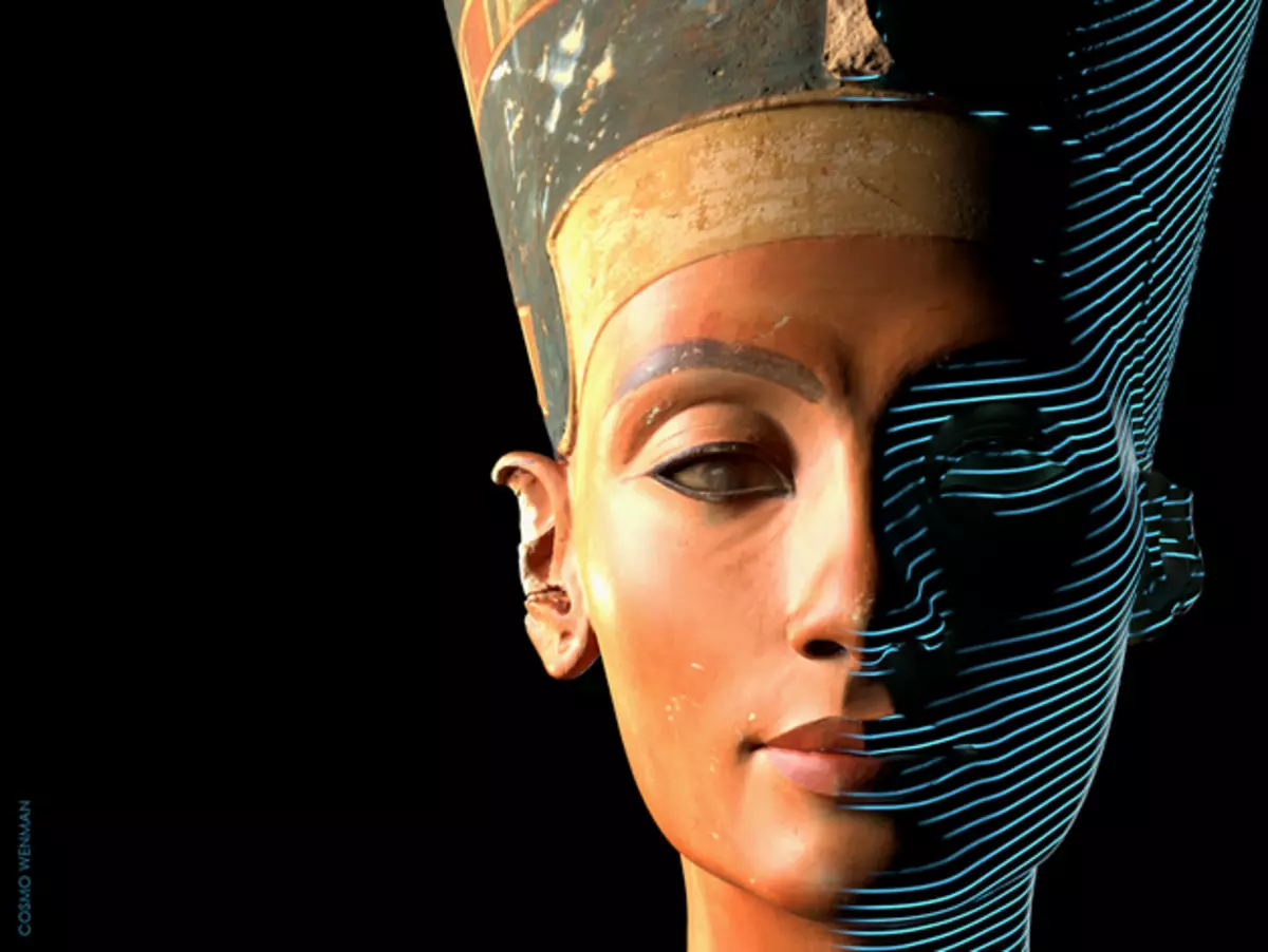 Dangosodd Egyptolegwyr gopi digidol o Bust Nefertiti a'r Mummy Lviv prin 6111_6